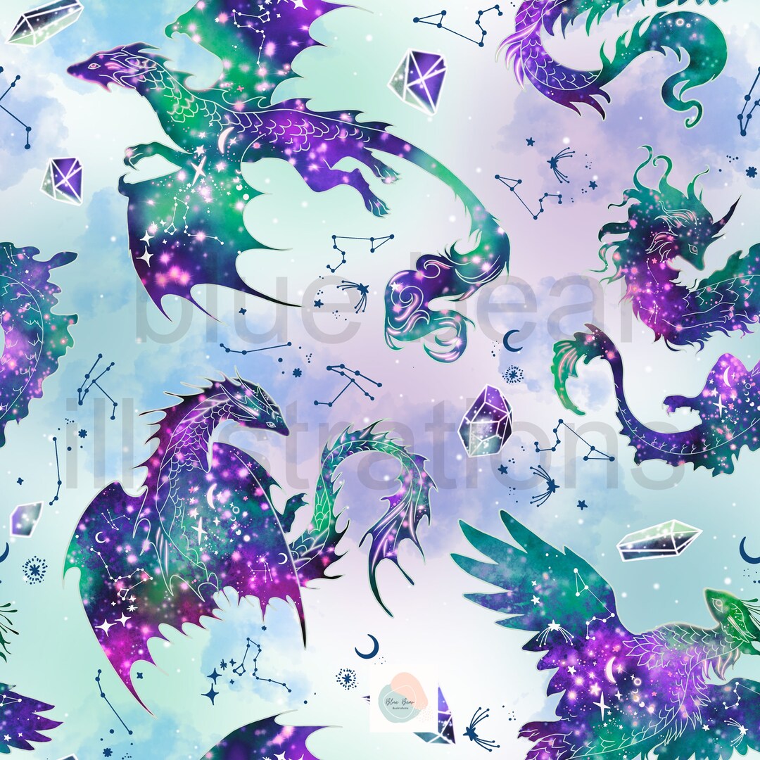 Dragon Seamless Design, Digital Dragons, Dragons Art, Seamless Pattern ...