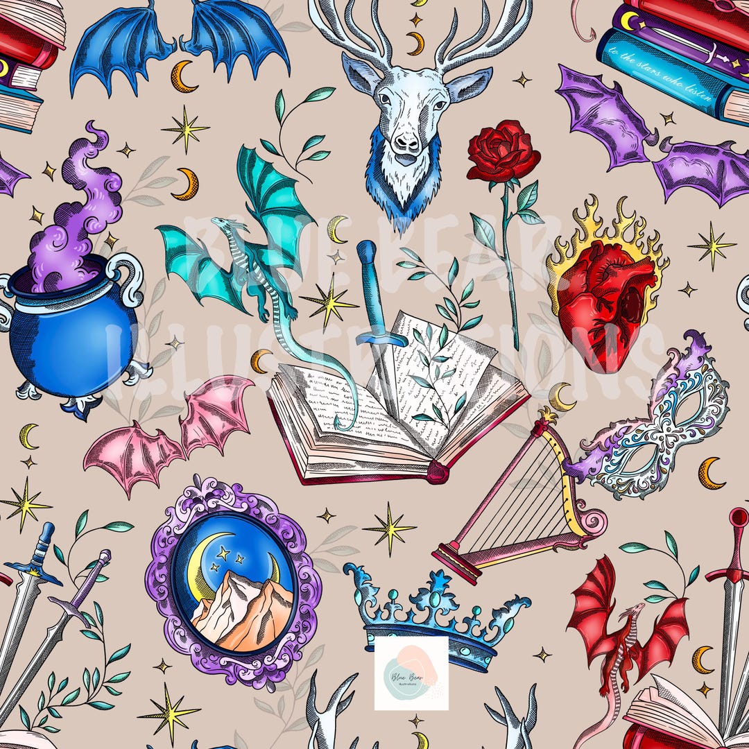 ACOTAR Seamless Pattern, Wizard Seamless, Dragons, Velaris, Digital ...