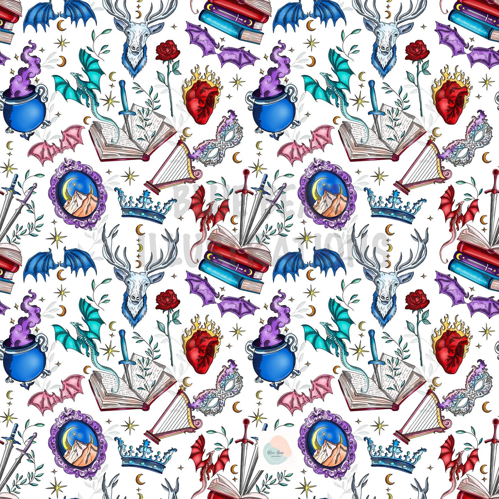 ACOTAR Seamless Pattern, Wizard Seamless, Dragons, Velaris, Digital ...