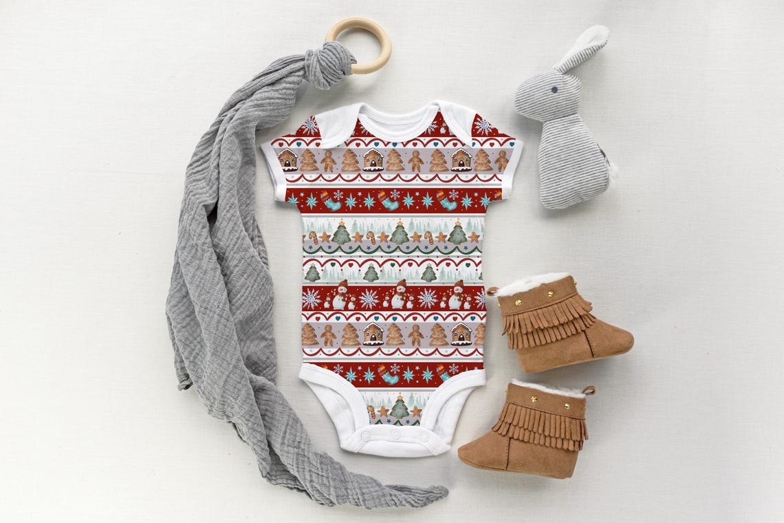 Fair Isle Christmas Pattern: Gingerbread & Xmas Tree Design (digital ...