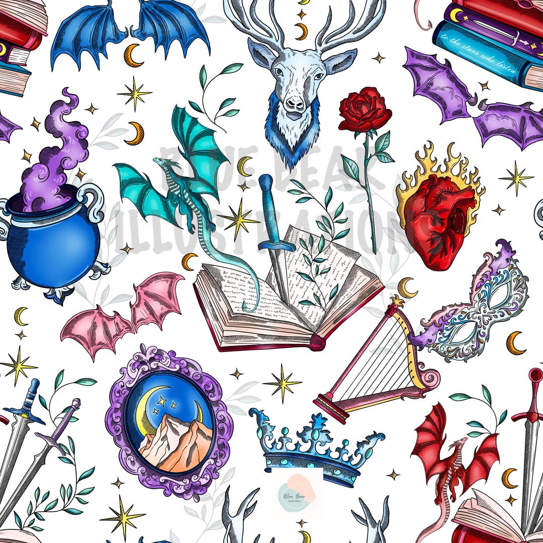 ACOTAR Seamless Pattern, Wizard Seamless, Dragons, Velaris, Digital ...