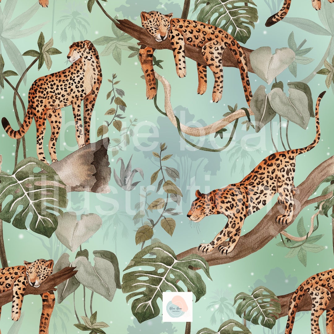 Jungle Seamless Pattern, Cheetah Seamless Pattern, Leopard Print ...