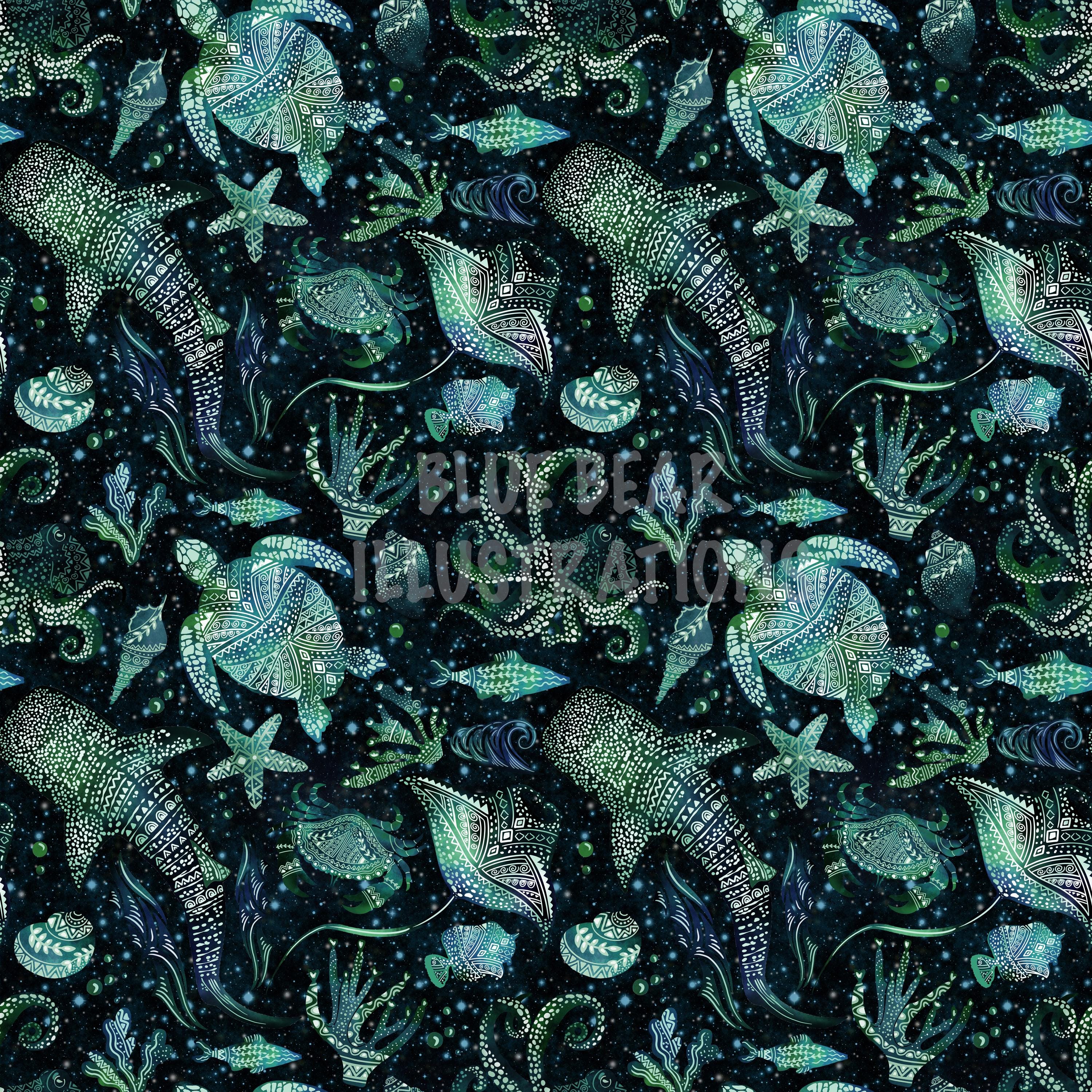 Ocean Seamless Pattern, Sea Animals and Nautical Design File, Fabric ...