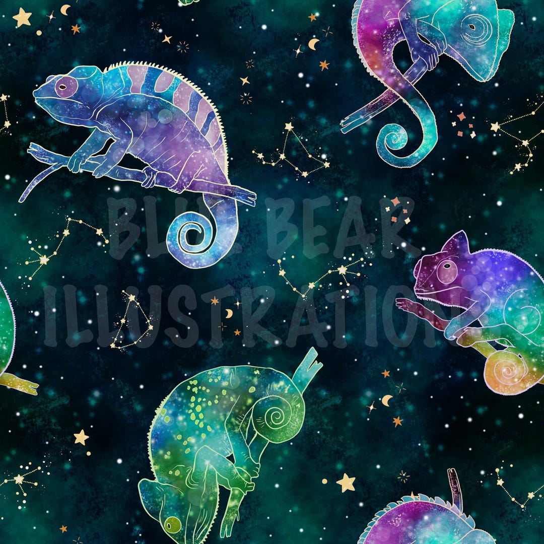 Chameleon Fabric Design, Reptiles Seamless File, Tropical Lizard ...