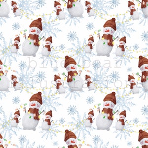 Snowman Fabric Pattern, Seamless Pattern, Surface Design, Digital ...