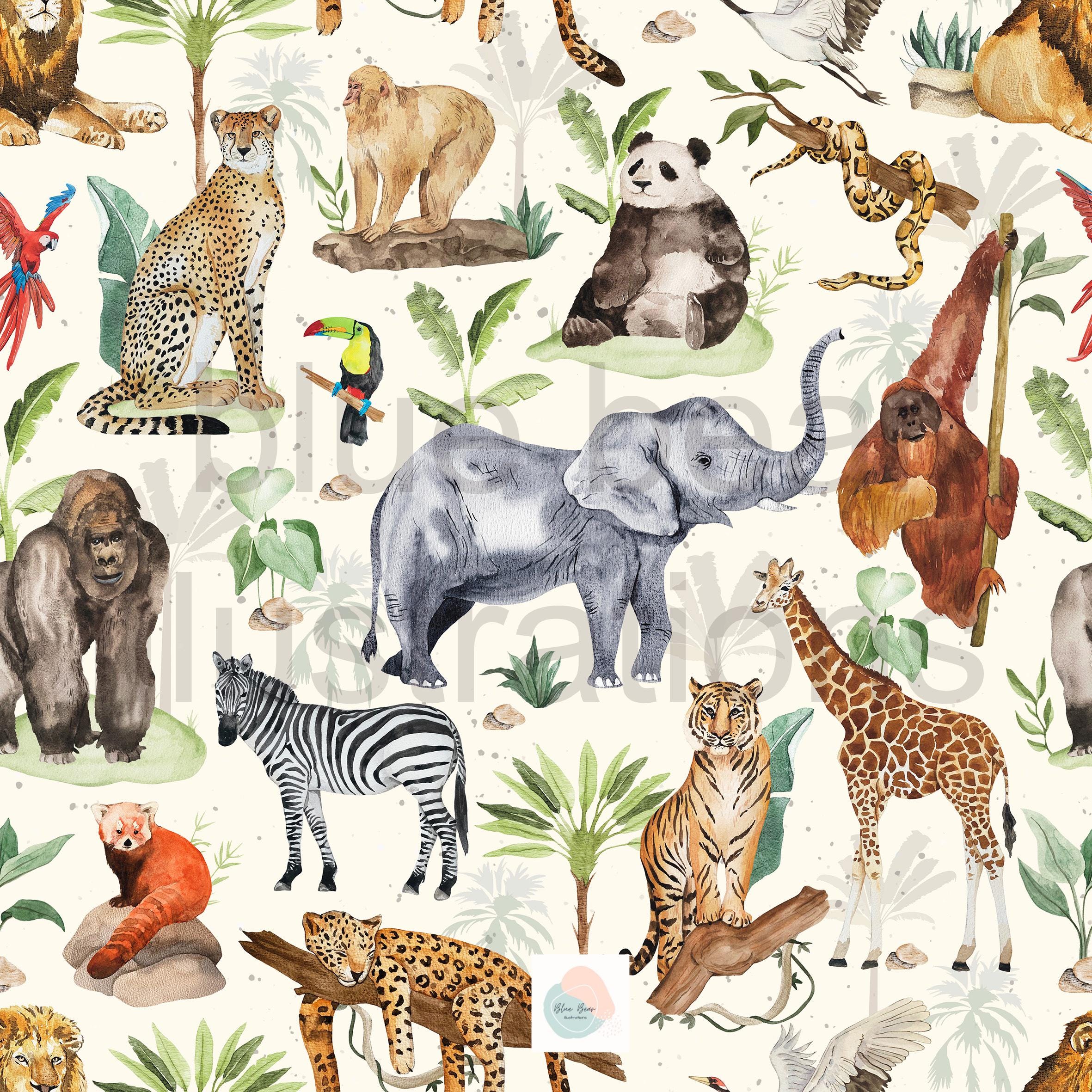 Animal Seamless Pattern , Jungle, Tiger, Leopard & Forest Animals ...
