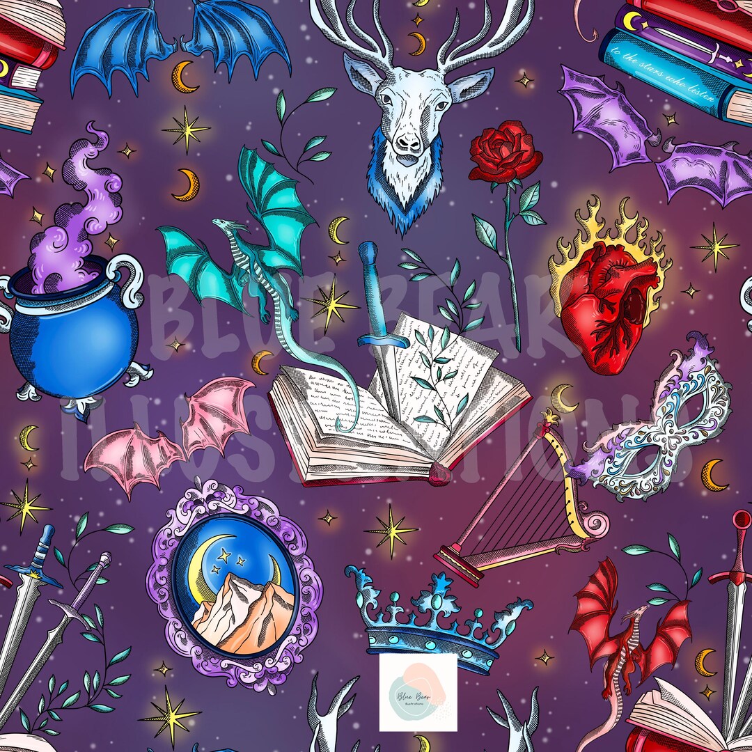 Acotar Seamless Pattern, Velaris, Fantasy World, Dragons, Wizard ...