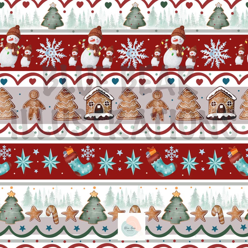 Fair Isle Christmas Pattern: Gingerbread & Xmas Tree Design (digital ...