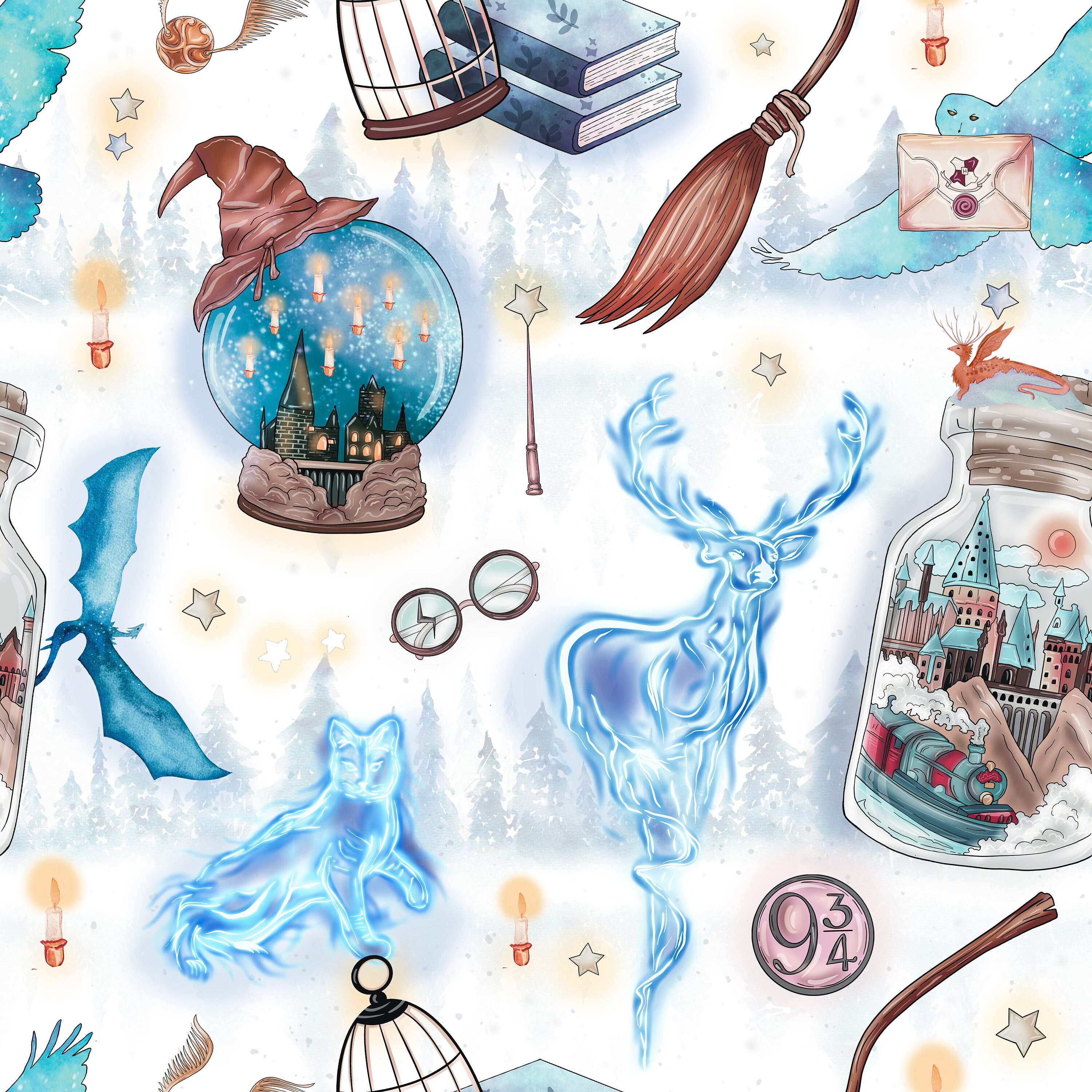 Wizard World Seamless Pattern, Magical World Seamless Pattern, Magic ...