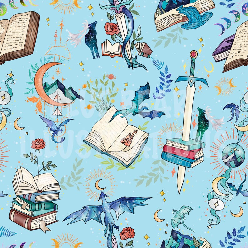 ACOTAR Seamless Pattern, Acotar Seamless Design, Wizard Seamless Design ...