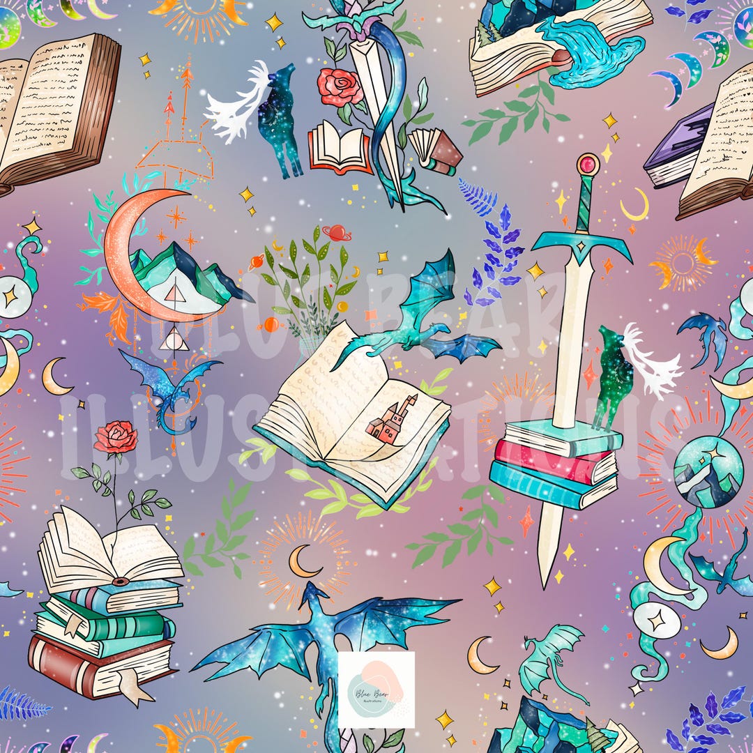 ACOTAR Seamless Pattern, Acotar Seamless Design, Wizard Seamless Design ...