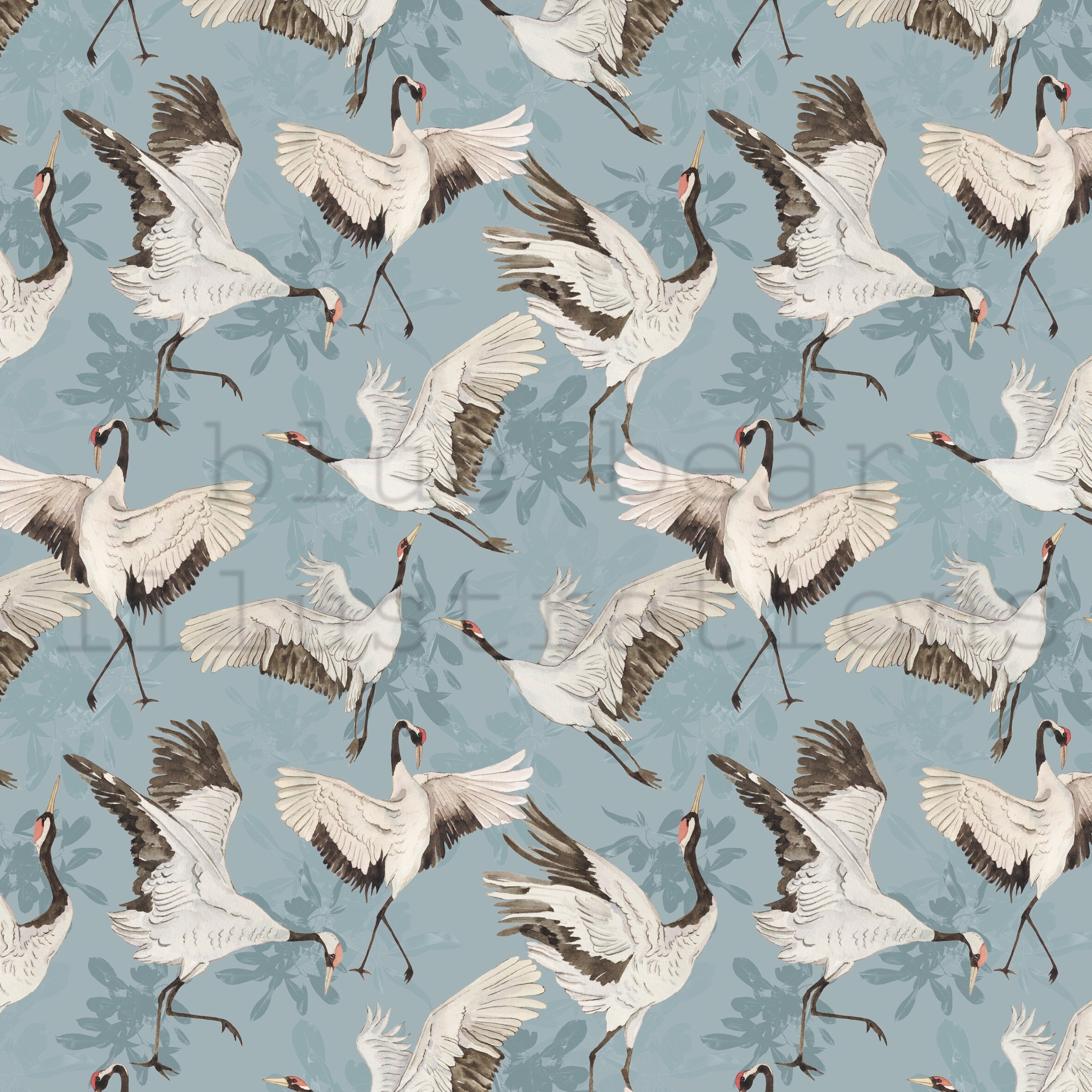 Crane Seamless Pattern, Watercolor Illustration Bird Nursery Decor ...