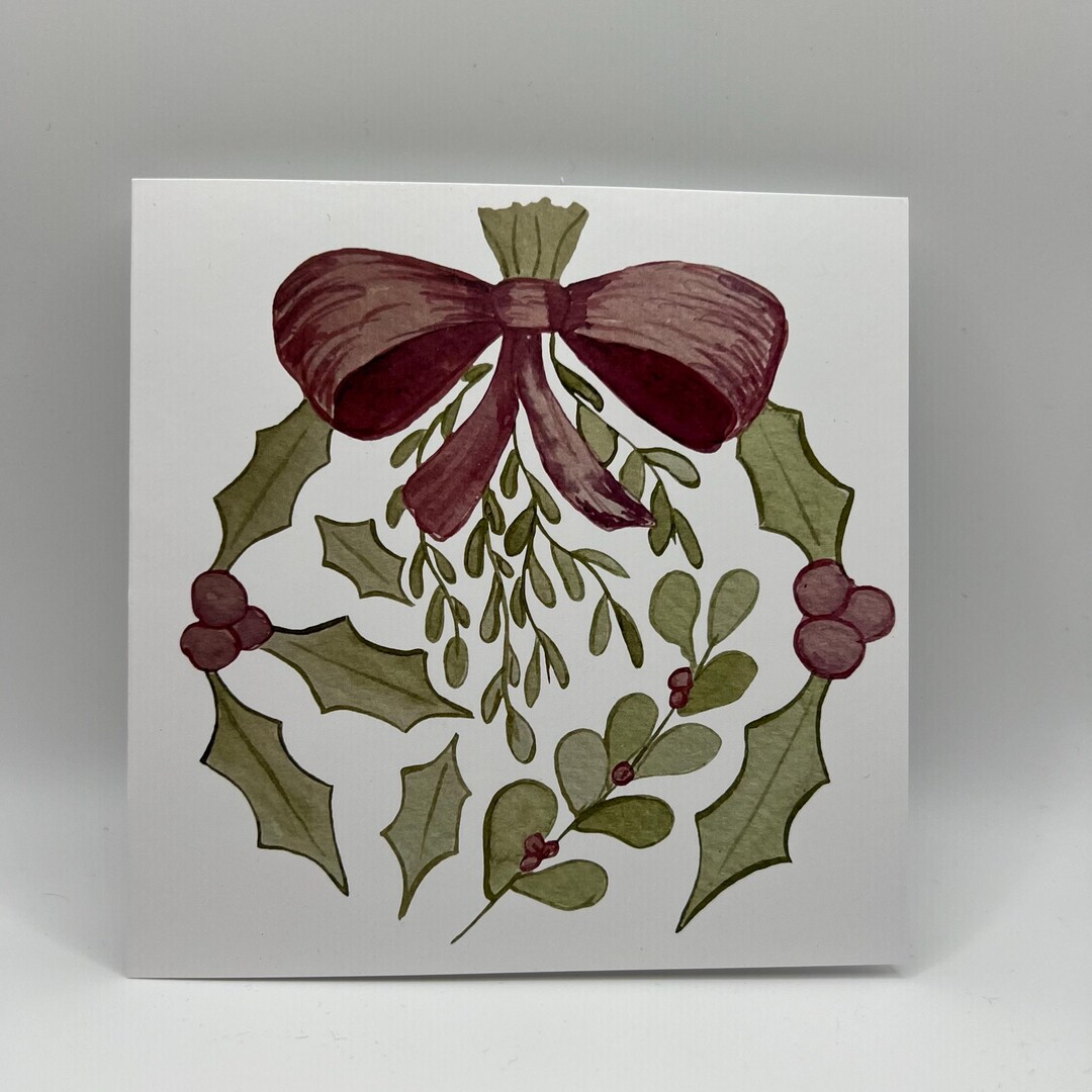 Christmas Card - Holly Leaf Design - Etsy