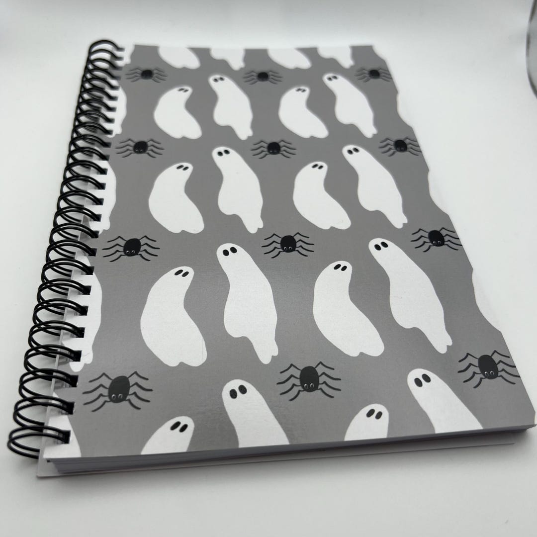 Notebook A5 - Grey Halloween Ghosts and Spiders Design (lined) - Etsy