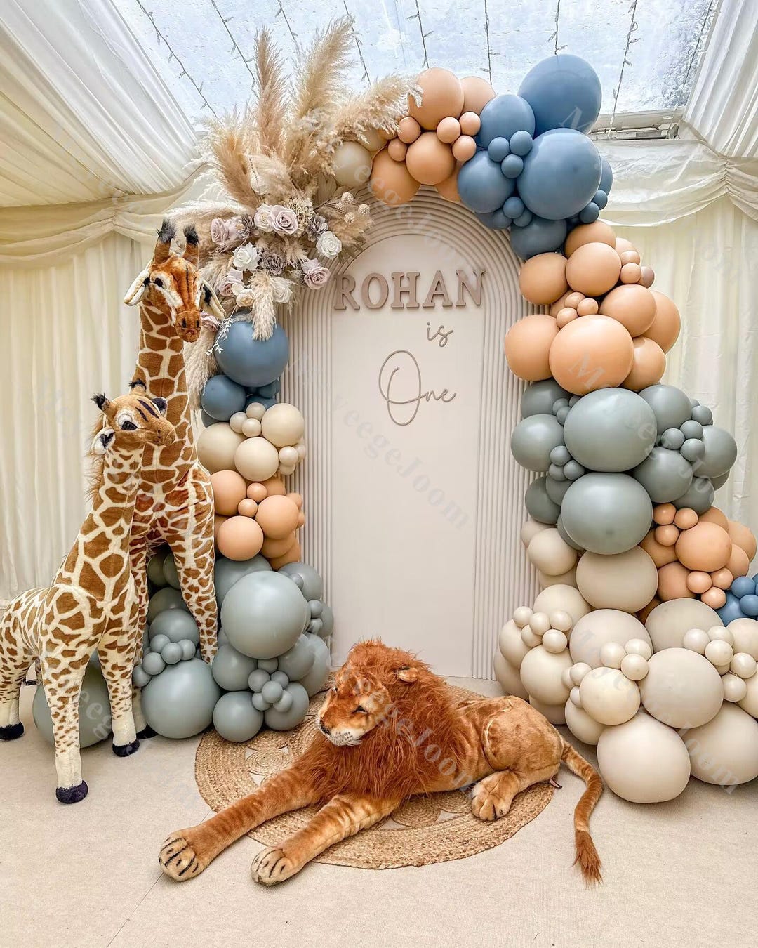 170 Natural Sand Blue Green Balloon Garland Wild One Birthday Gender ...