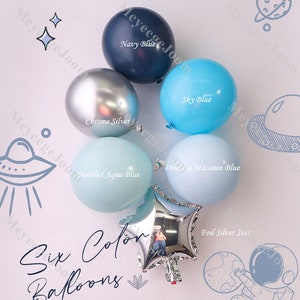 74/115/189pc DIY Outerspace Balloon Arch Silver Blue Double Stuffed ...