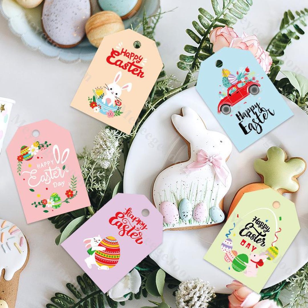Easter Cookie Tags Pastel Basket Label Easter Personalised Tags Kids ...