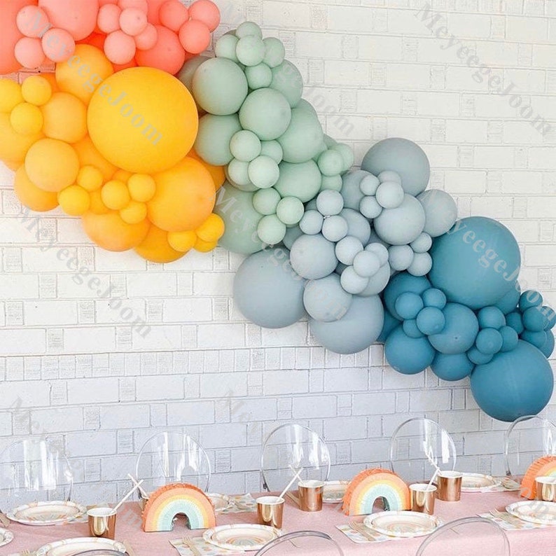 153pcs Matte Coral Balloon Garland Kit Lemon Blue Matte Boho - Etsy