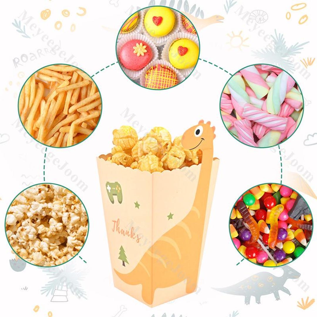 Set of 12 Personalized Party Snack Boxes Animal Party Popcorn Boxes ...