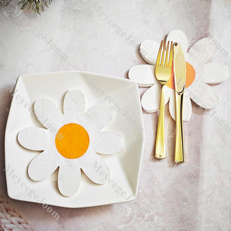20pcs Daisy Theme Paper Napkins Flower Disposable Tissues for Kids ...