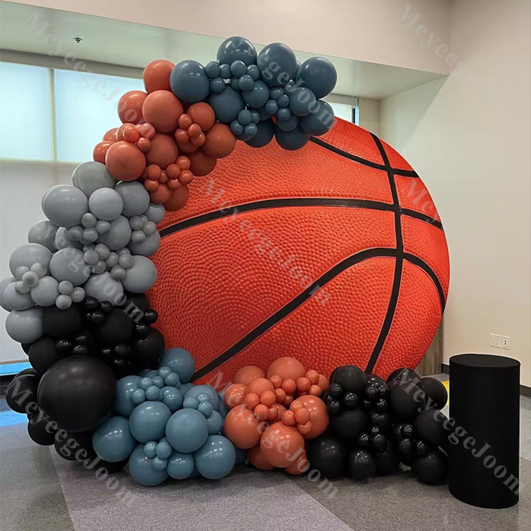 171pcs Sports Theme Balloons Garland Kit Slate Blue Orange Basketball ...