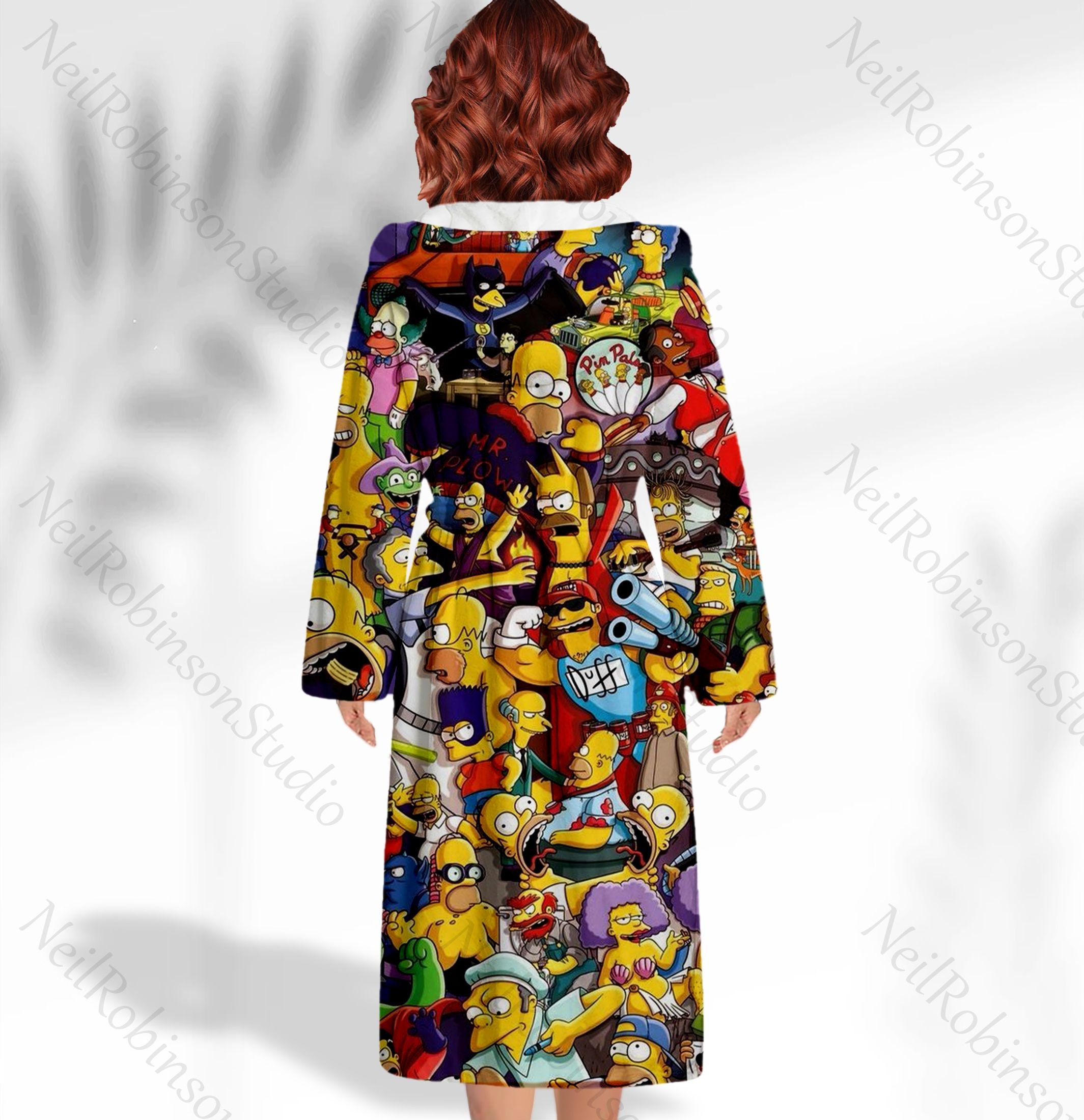 The Simpsons Family Flannel Hooded Bathrobe, the Simpsons Flannel ...