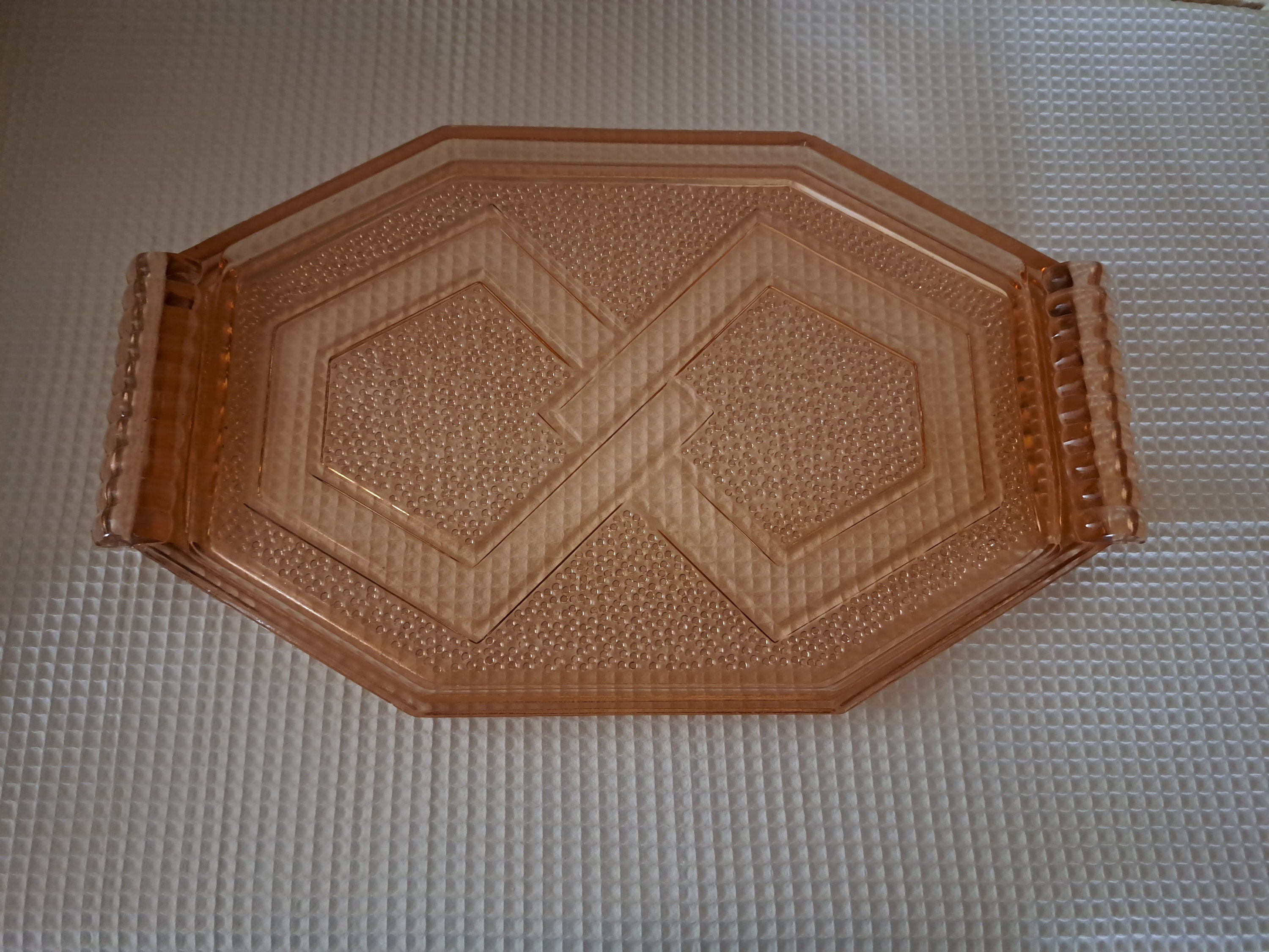 Rosaline Art Deco Tray Pink Glass Pink Glass Serving Dish - Etsy