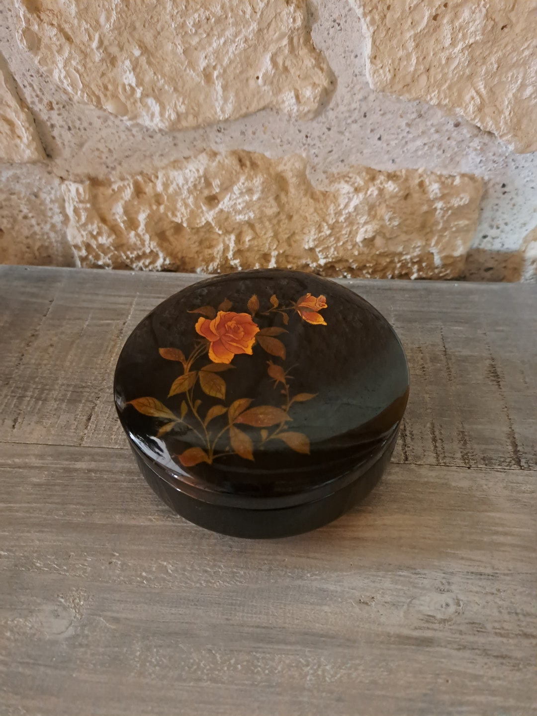 Asian Round Box in Lacquered Wood Origin Vietnam Woodden Box - Etsy