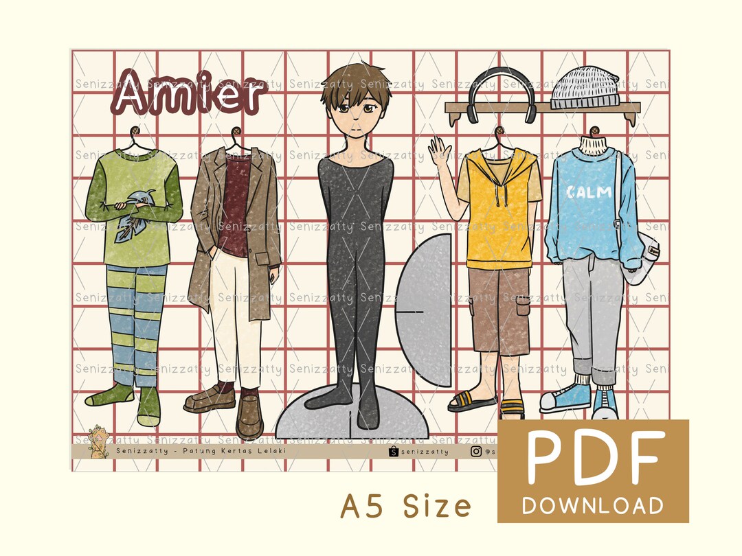Boy Paper Doll Printable Kid Craft Holiday Activity Digital Download ...