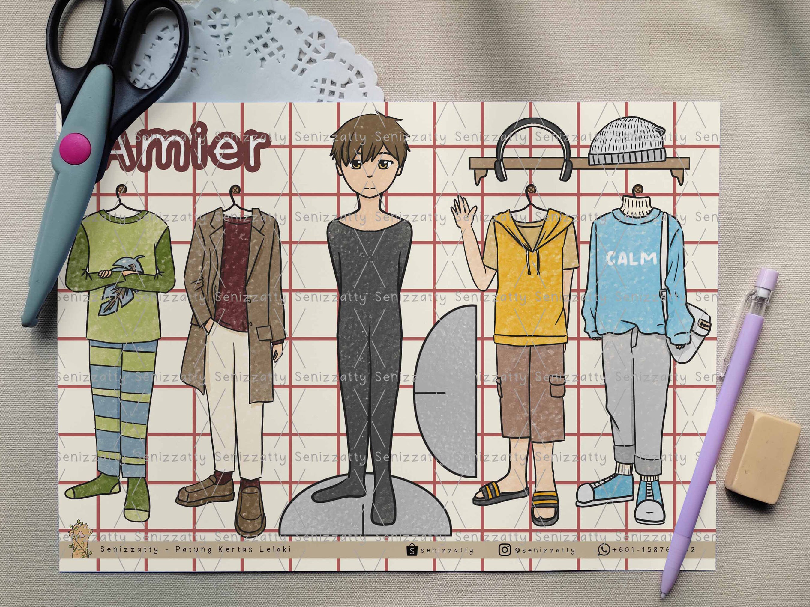 Boy Paper Doll Printable Kid Craft Holiday Activity Digital Download ...