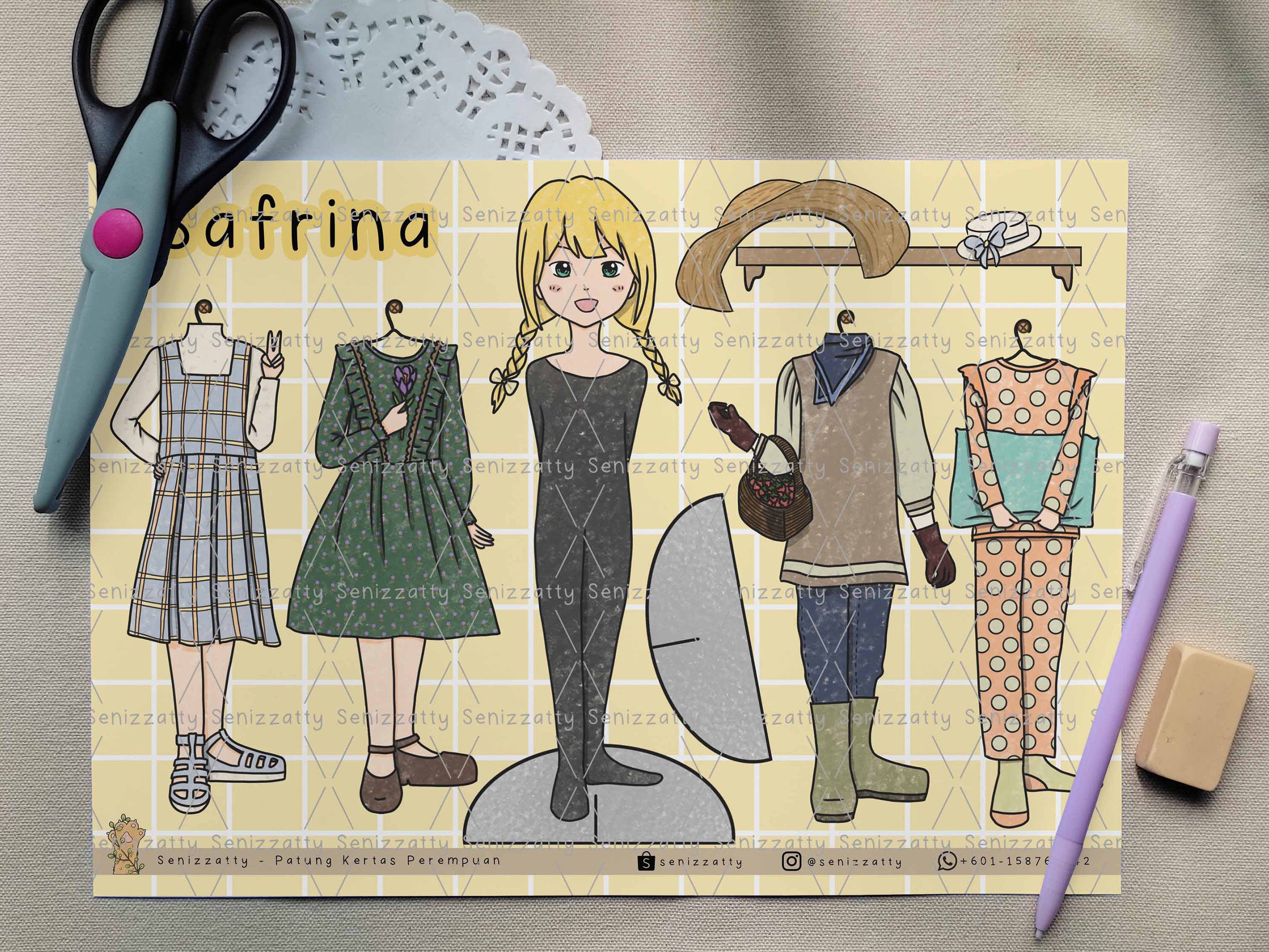 Girl Paper Doll Printable Kid Craft Holiday Activity Digital Download ...