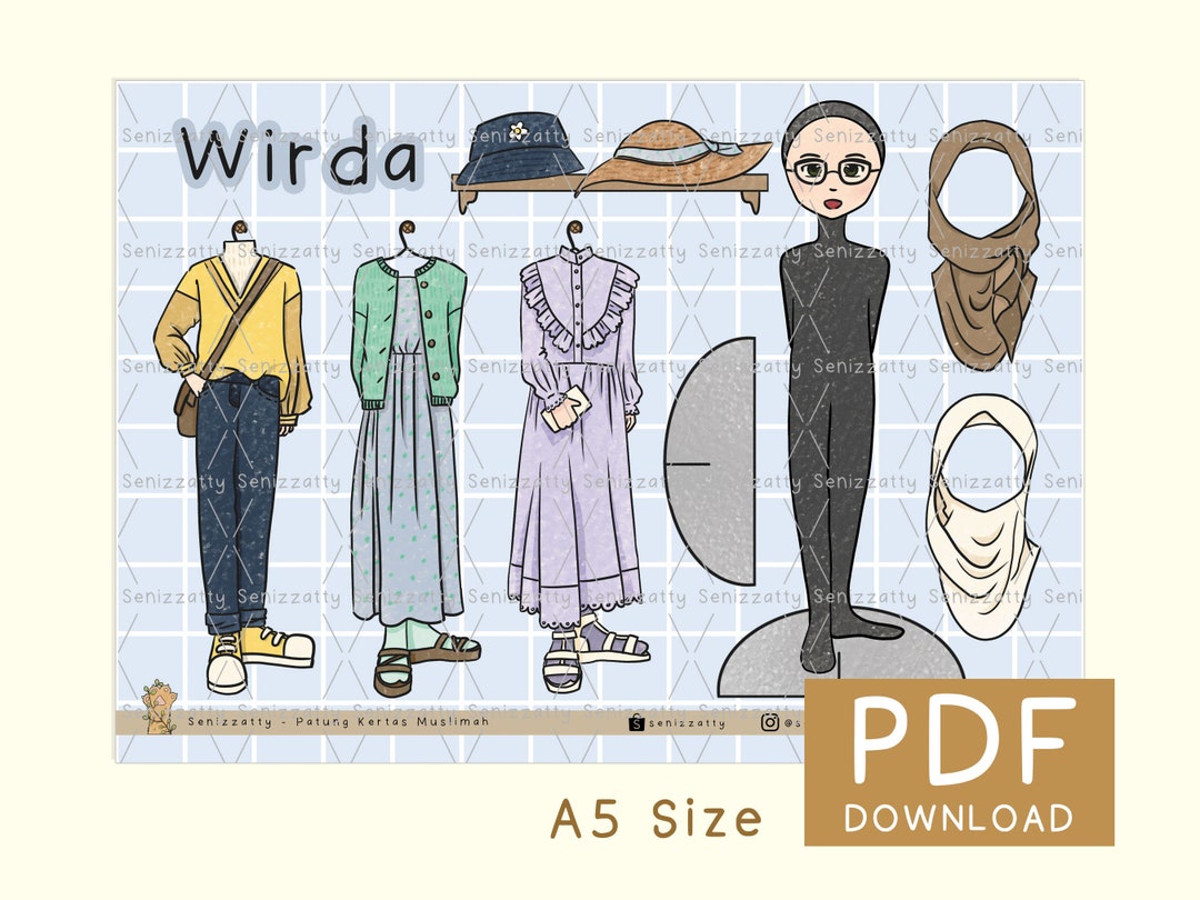 Hijab Paper Doll Printable Kid Craft Holiday Activity Digital Download ...