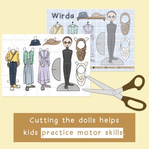 Hijab Paper Doll Printable Kid Craft Holiday Activity Digital Download ...