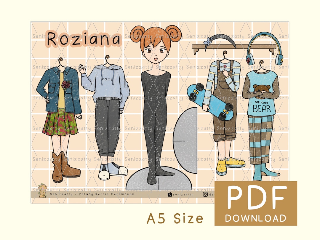 Girl Paper Doll Printable Kid Craft Holiday Activity Digital Download ...