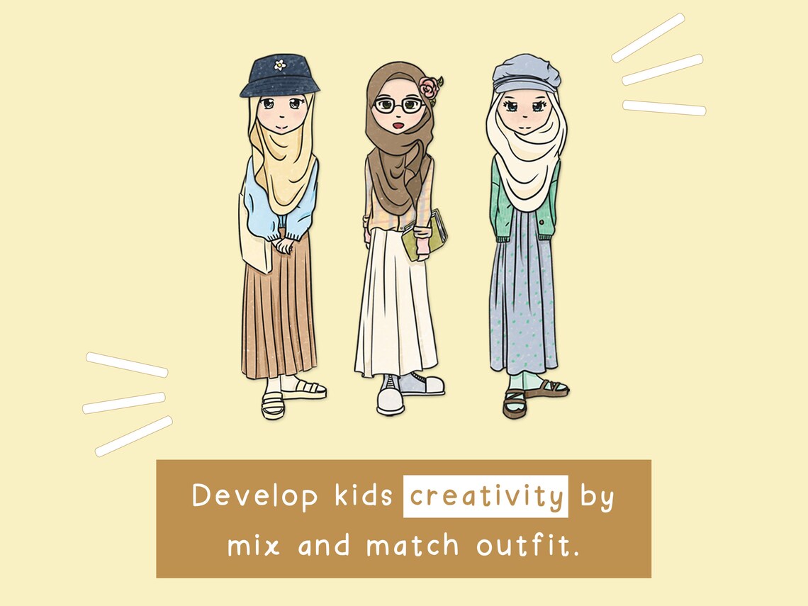 Hijab Paper Doll Printable Kid Craft Holiday Activity Digital Download ...