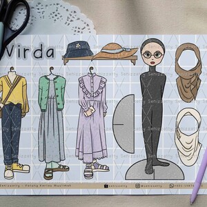 Hijab Paper Doll Printable Kid Craft Holiday Activity Digital Download ...