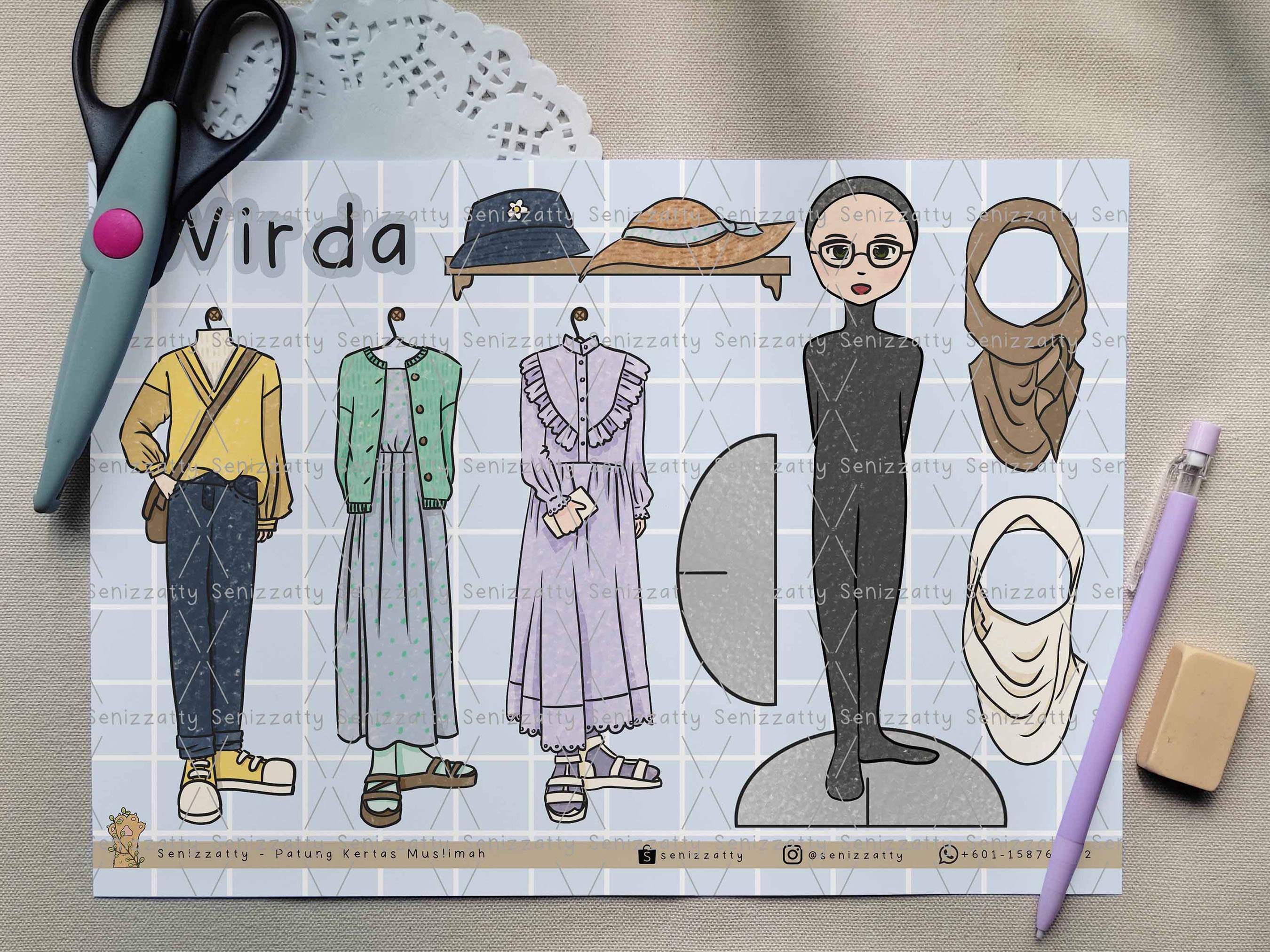 Hijab Paper Doll Printable Kid Craft Holiday Activity Digital Download ...