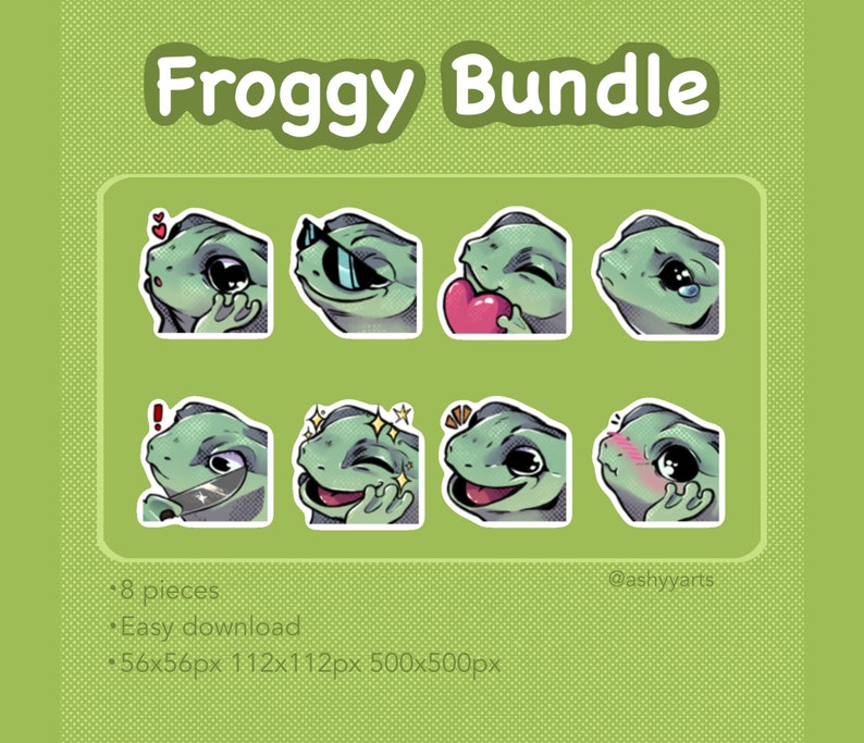 Froggy Twich/discord Emote Bundle (8 Emotes) - Etsy