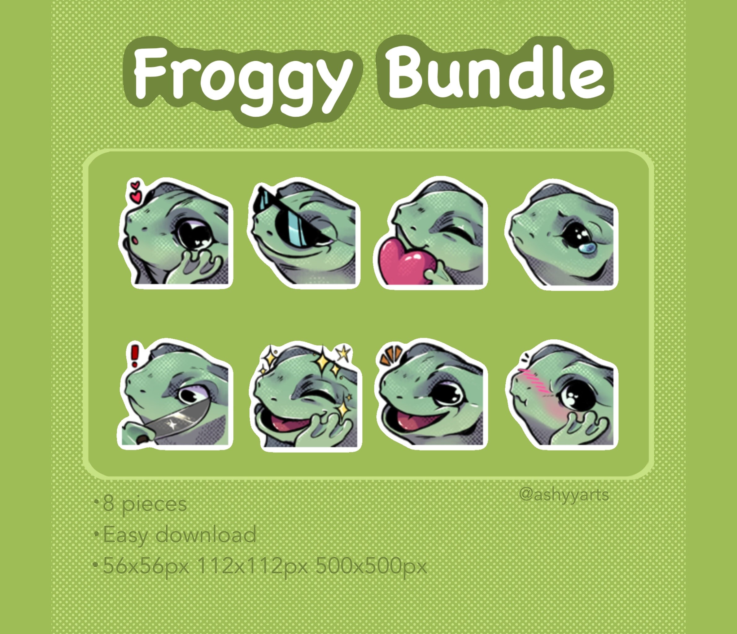 Froggy Twich/discord Emote Bundle (8 Emotes) - Etsy