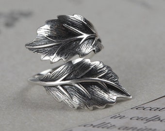 Sterling Silver Leaf Ring - Etsy