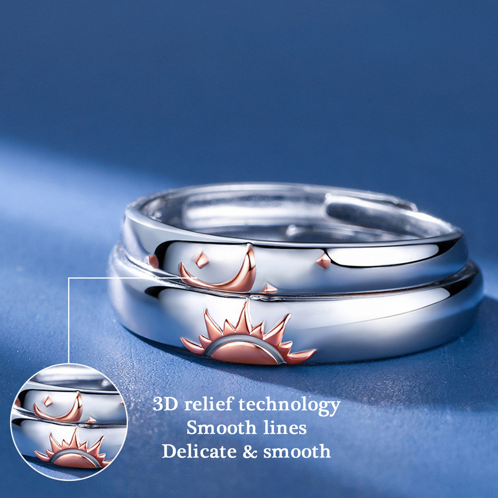 Sun Moon Star Couple Rings Boyfriend Girlfriend Matching - Etsy