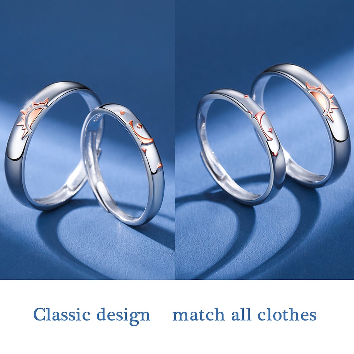 Sun Moon Star Couple Rings Boyfriend Girlfriend Matching - Etsy