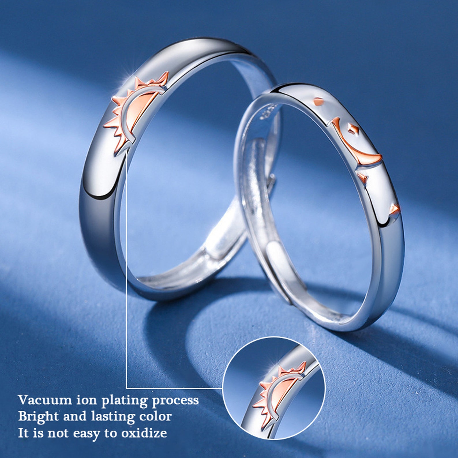 Sun Moon Star Couple Rings Boyfriend Girlfriend Matching - Etsy