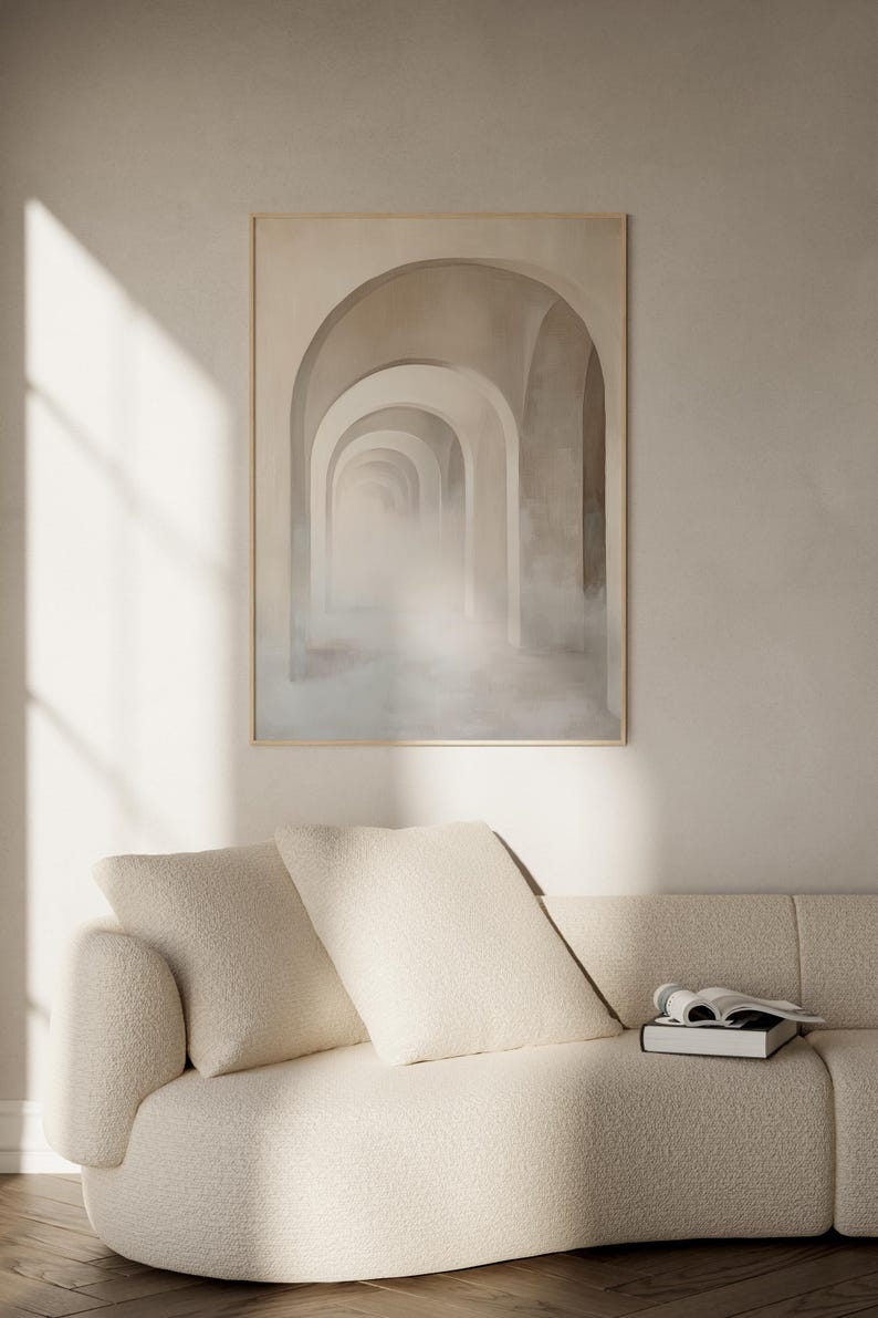 Minimalist Curved Arches Painting - Modern Neutral Tones, Moody ...