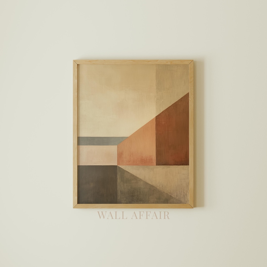Earthy Abstract Geometric Composition - Mid-century Modern Minimalist ...