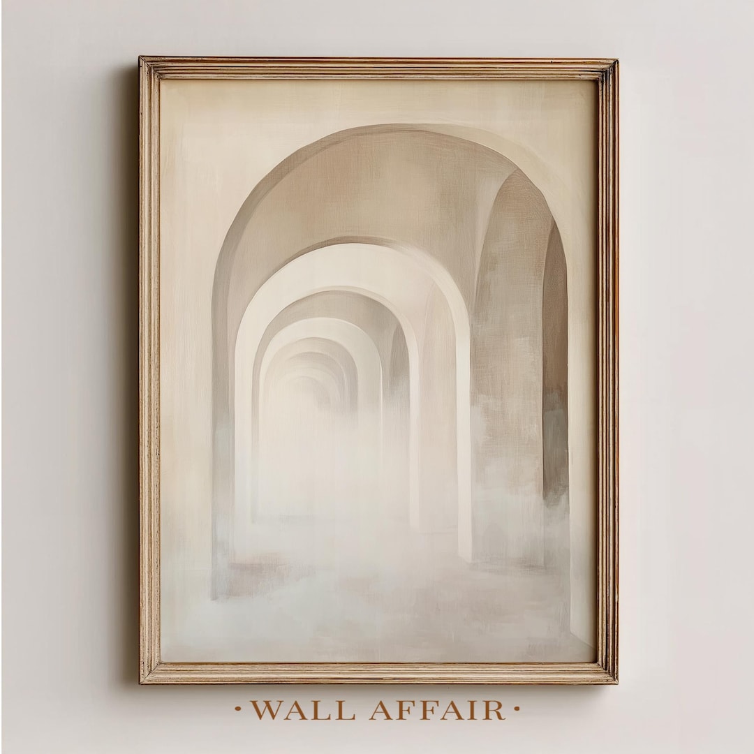 Minimalist Curved Arches Painting - Modern Neutral Tones, Moody ...