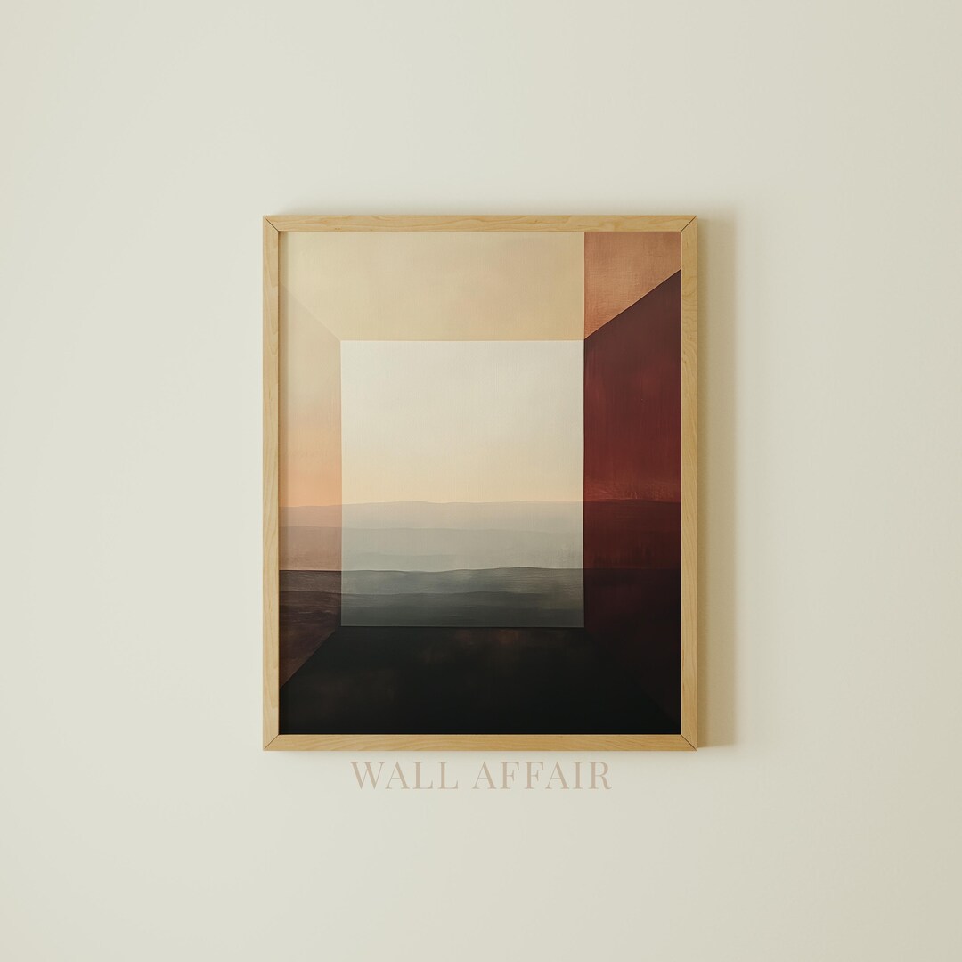 Abstract Dusk Landscape Printable - Minimalist Geometric Wall Art, Warm ...
