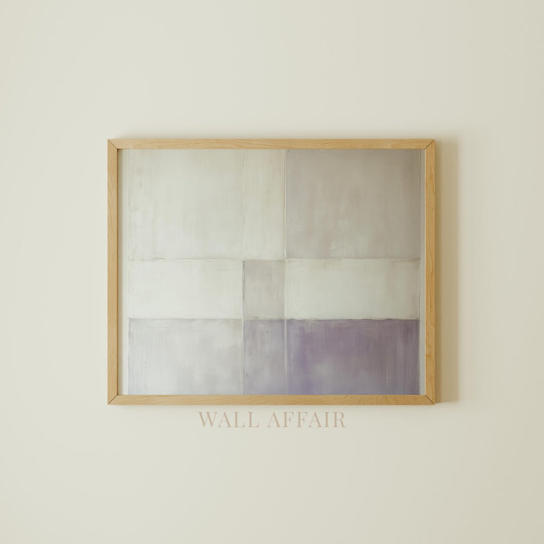 Abstract Modern Painting in Cream and Faded Lilac - Minimalist ...