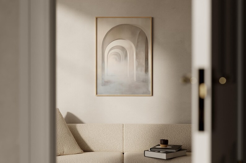 Minimalist Curved Arches Painting - Modern Neutral Tones, Moody ...