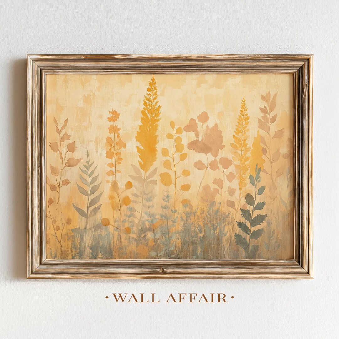 Rustic Farmhouse Botanical Painting - Vintage Wildflower Mural, Cozy ...